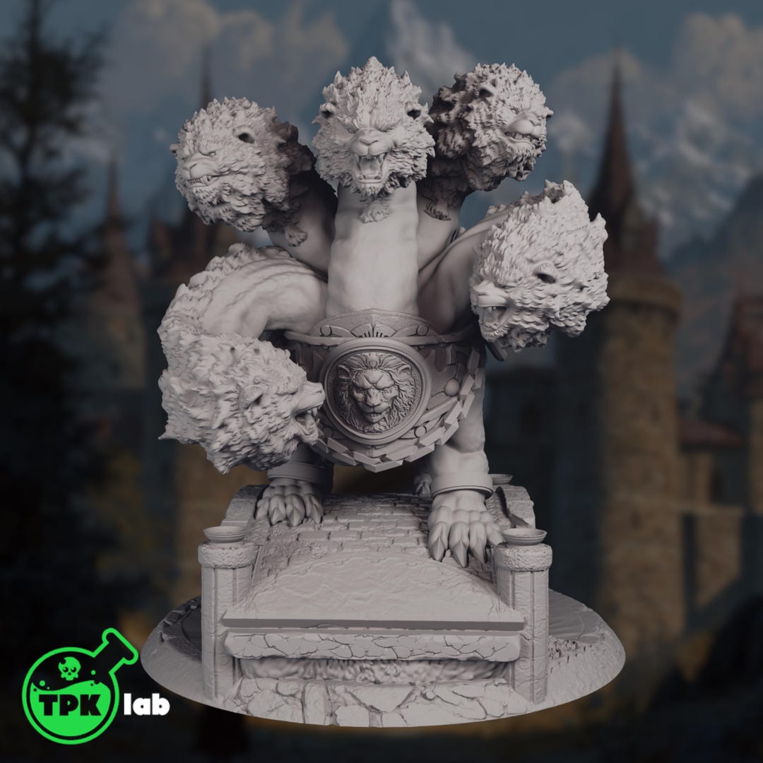 Lion-headed Hydra Mini | Large Mythical Beast Encounter | 32mm Large ...