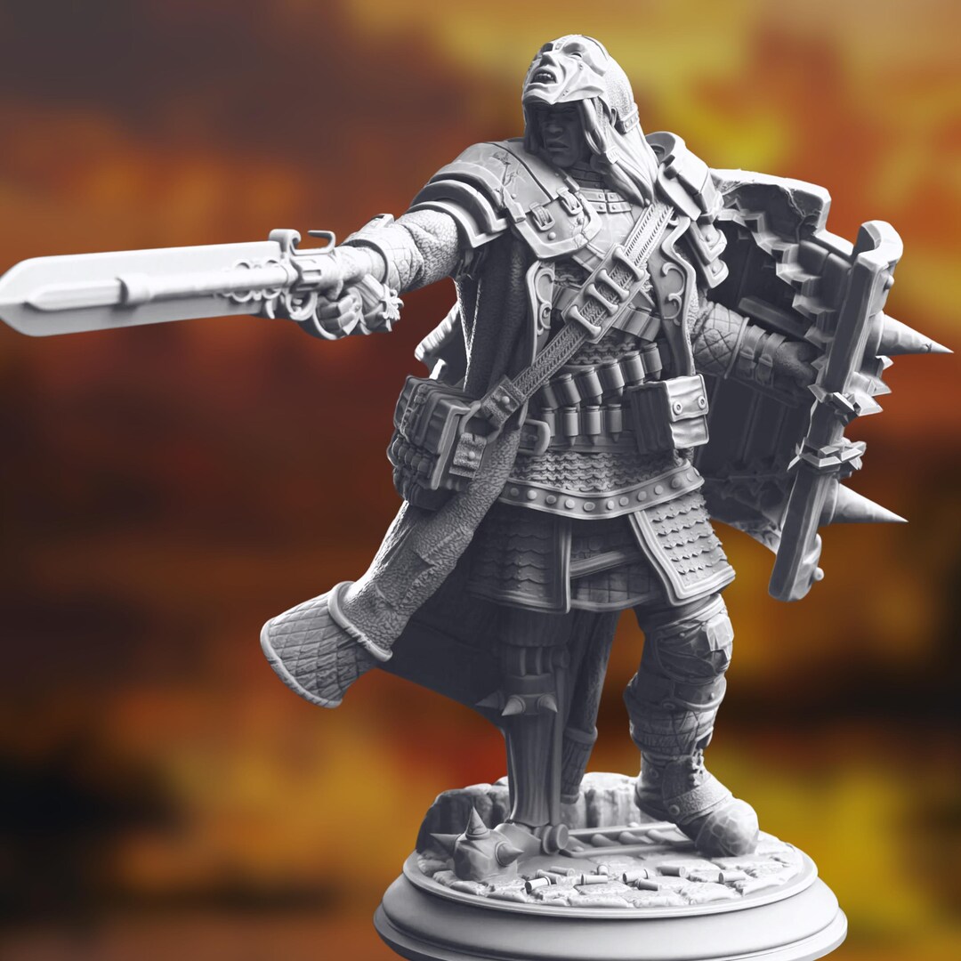 Armored Gunslinger Miniature | Human Fighter With Bayonet Mini by DM ...