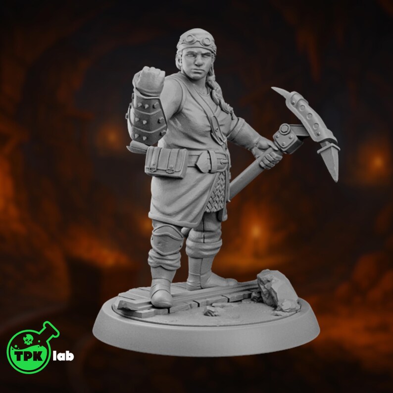 Female Dwarf Adventurer Mini | Dwarven Woman With Pickaxe Miniature ...