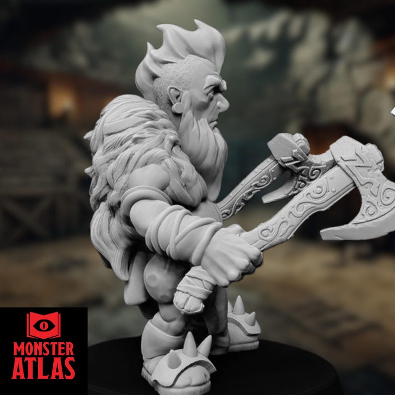 Gnome Barbarian Mini | Dual Axe Berserker Miniature for 5e Adventures ...