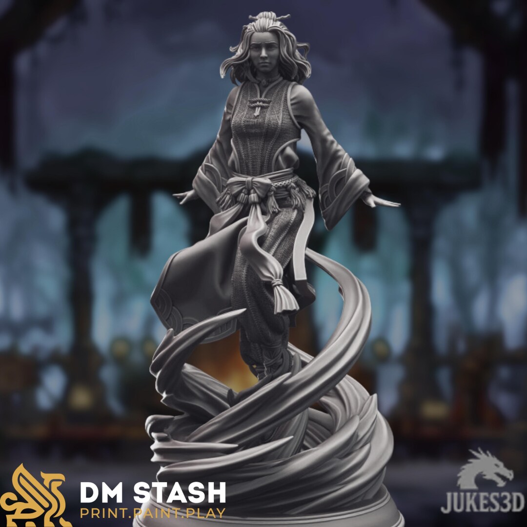 Air Genasi Storm Sorcerer Mini | Elemental Wind Wizard Miniature | by ...