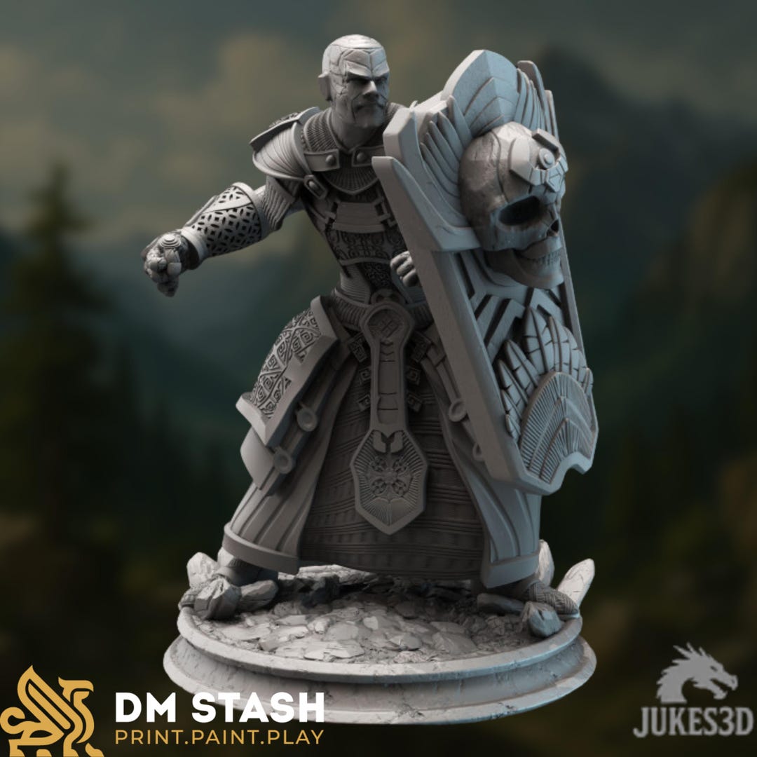 Earth Genasi Fighter Mini | Defensive Sentinel With Skull Shield | by ...