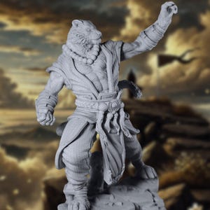 Leonin Monk Miniature- Leonin Fighter, Feline Brawler Mini for 5e ...
