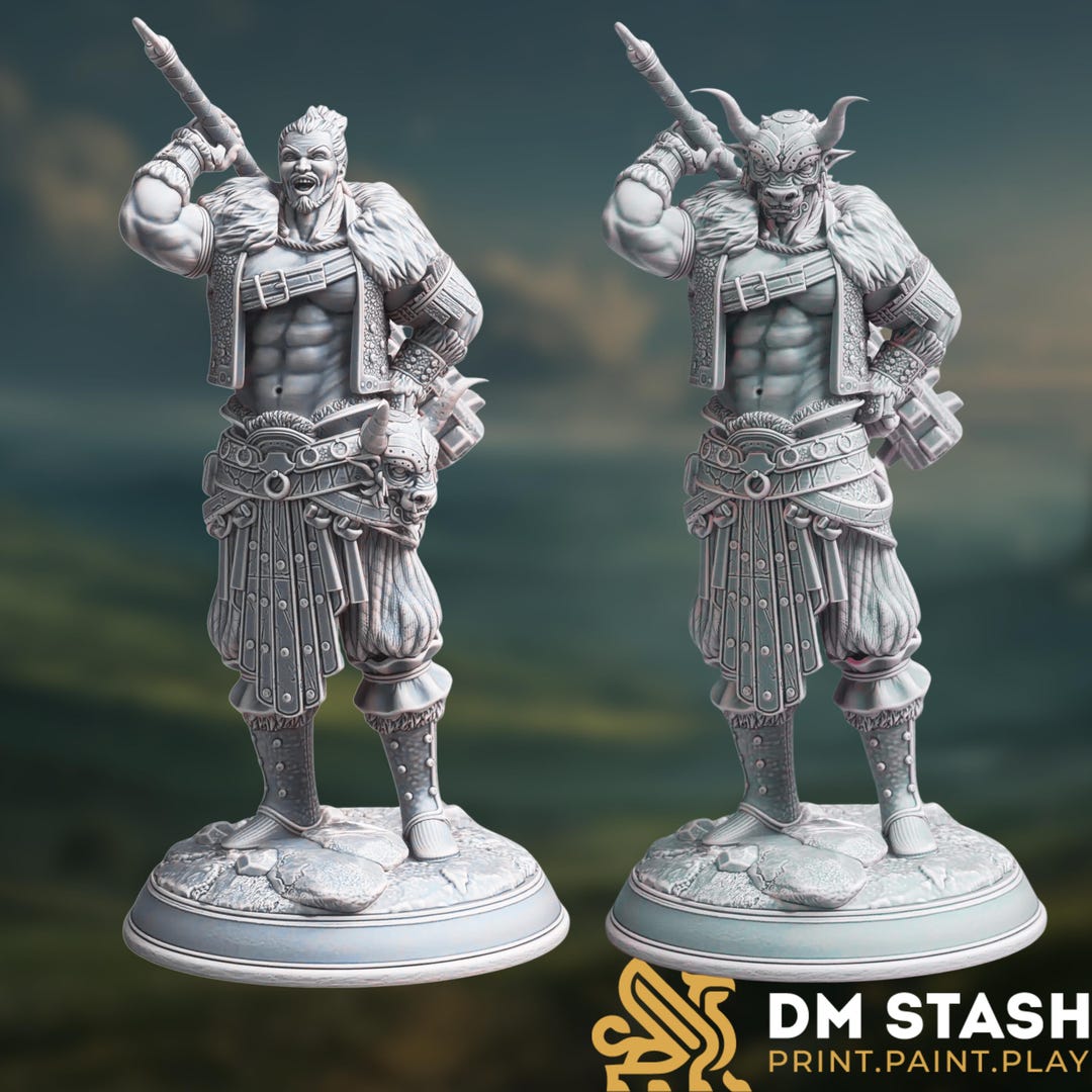 Masked & Unmasked Totem Barbarian Minis | Heavy Weapon Fighter ...