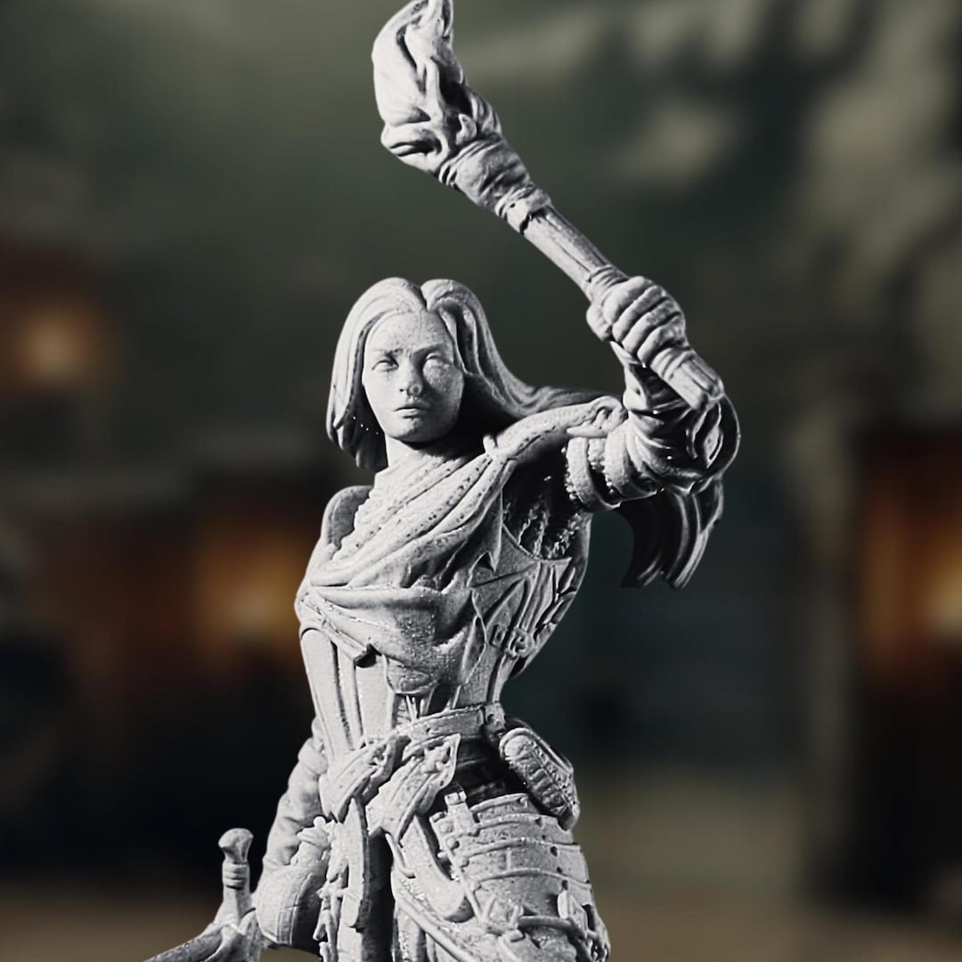 Human Female Fighter Dnd Mini | Female Cleric Dungeon Delver With Torch ...