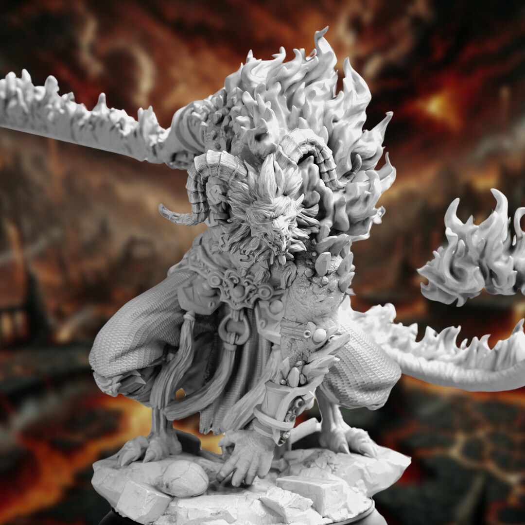 Infernal Rakshasa HUGE Mini | Fire Demon Miniature | DM Stash - Etsy
