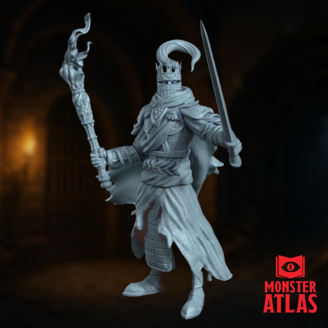 Death Knight Miniature | Undead Paladin Warlord With Flaming Staff and ...