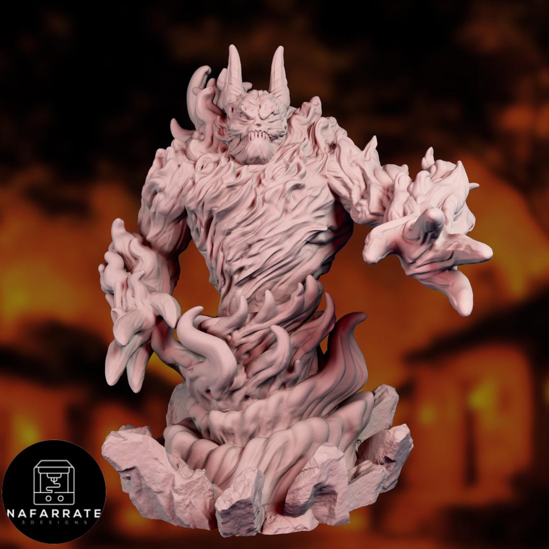 Fire Elemental Mini | Large Fiery Demon Miniature | Infernal Boss ...
