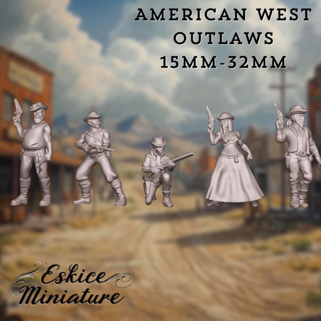 Wild West Outlaw Miniatures: Gunslinger Bandit Set, 15mm-32mm Scale - Etsy