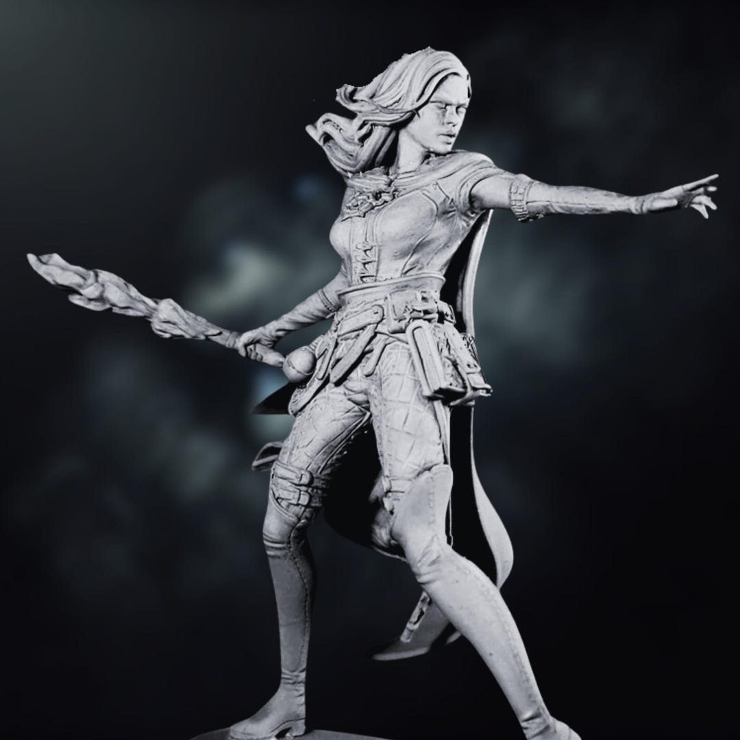 Female Sorceress Miniature: 32mm Resin Mini, Unpainted Nerikson Wizard ...
