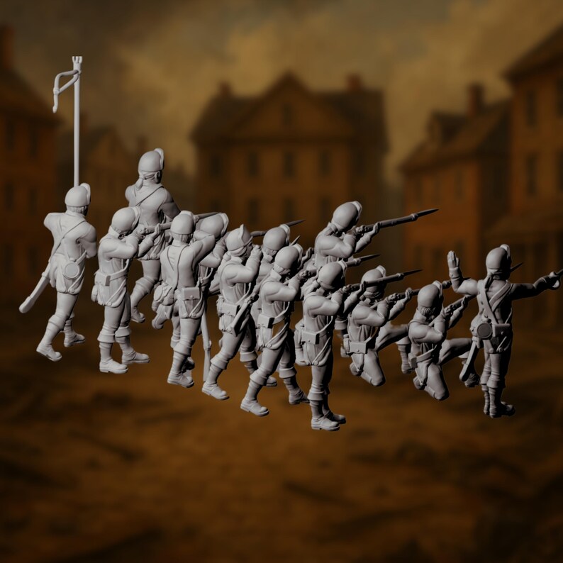 Revolutionary War Infantry Mini | Colonial Riflemen and Command Figures ...