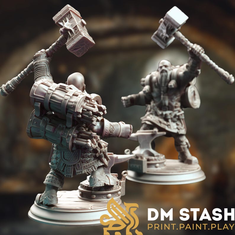 Dwarven Blacksmith Miniature: Forge Master With Hammer - Tabletop RPG ...