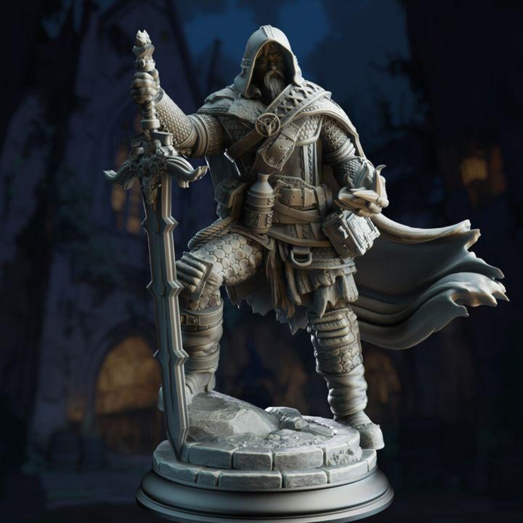 Hooded Knight Dnd Mini | Paladin Warrior Miniature | Multiple Scale ...