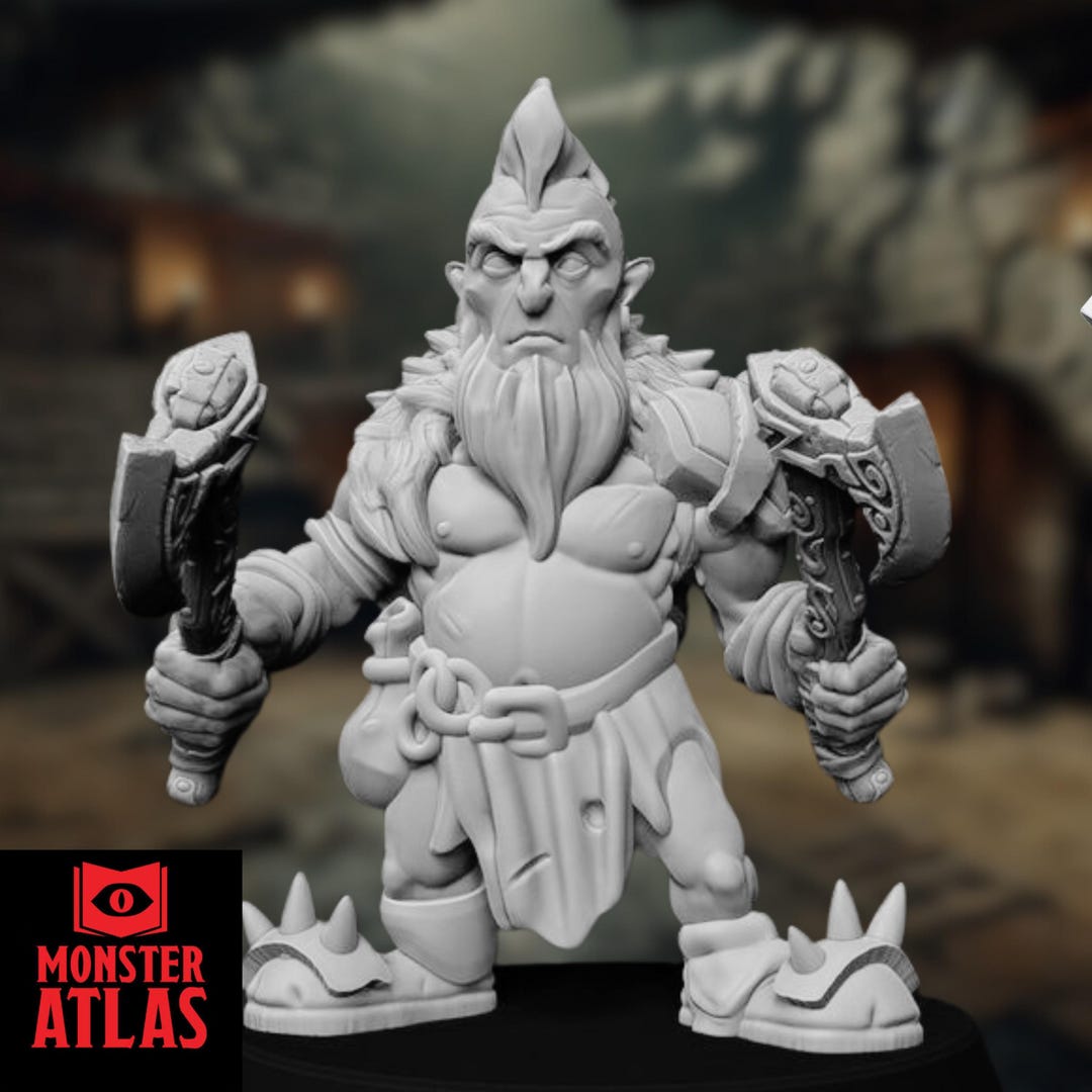 Gnome Barbarian Mini | Dual Axe Berserker Miniature for 5e Adventures ...