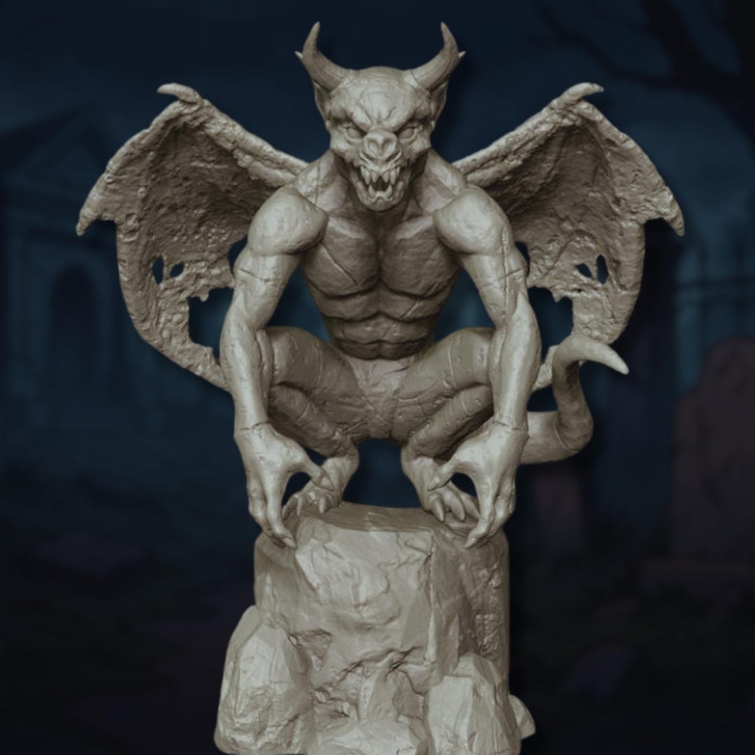 Awakened Gargoyle Mini | Winged Demon Statue Miniature – by Monster ...