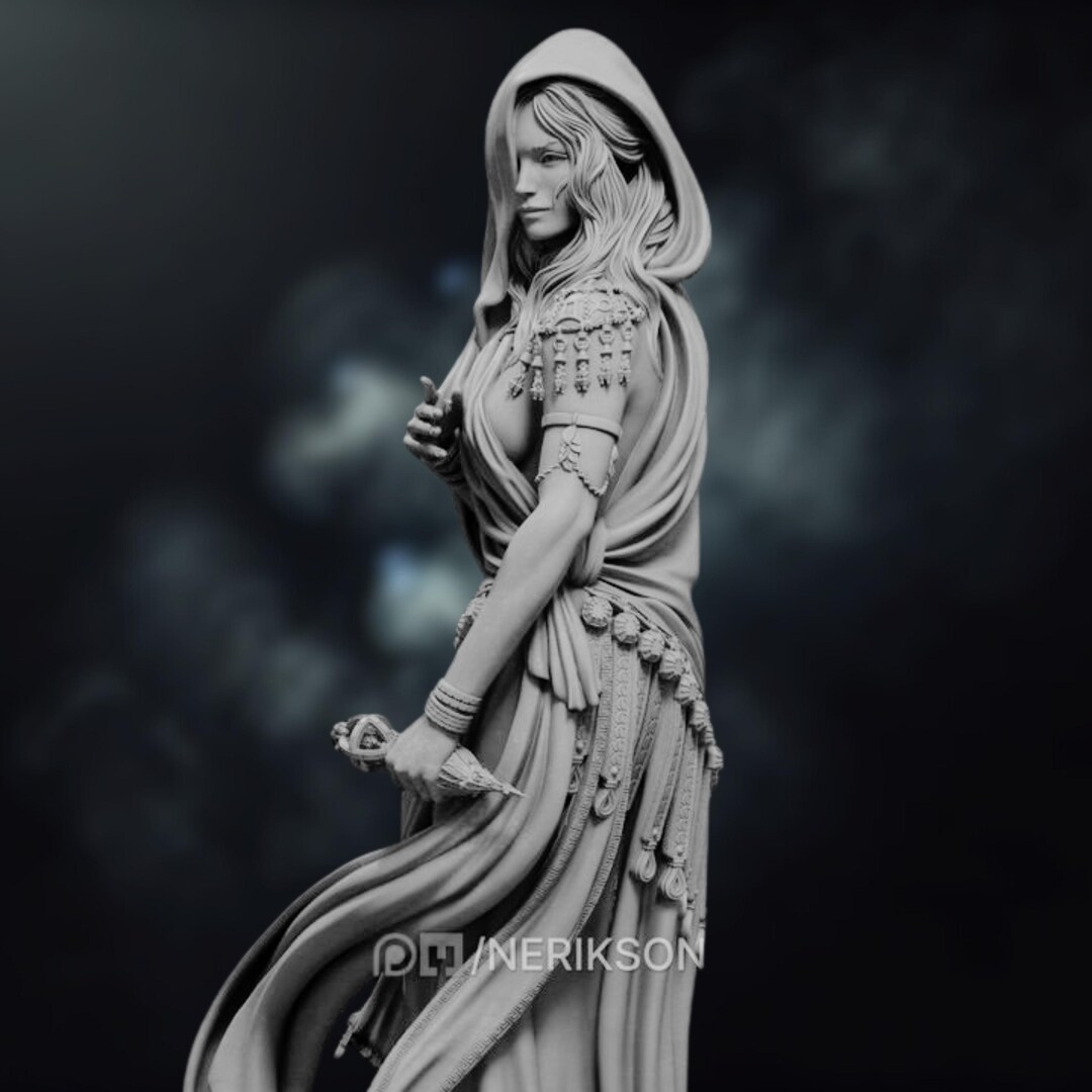 Mystic Priestess Fantasy Model Kit | Hooded Elven Oracle Figurine (75mm ...