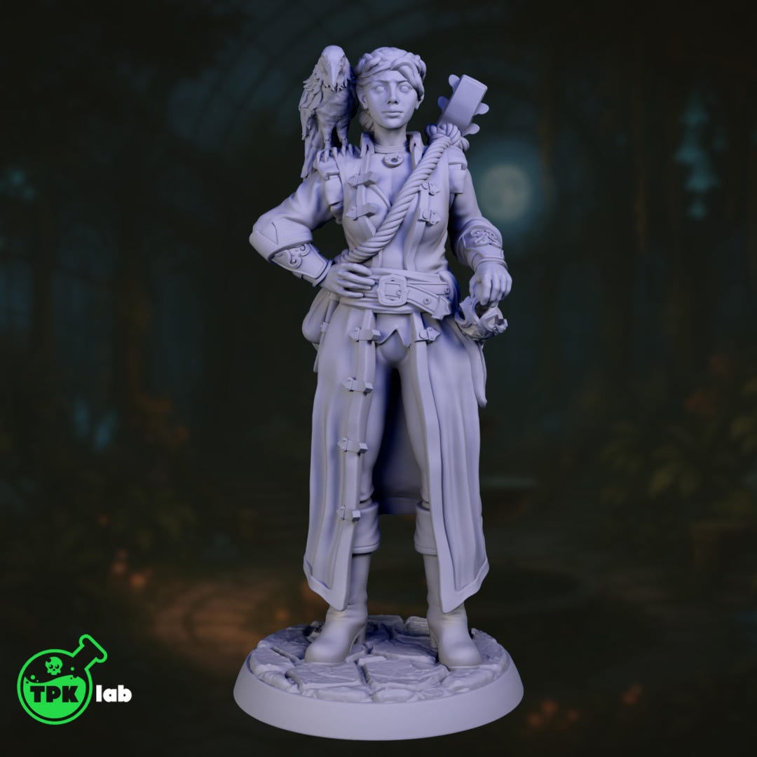 Female Bard Miniature | Lute, Raven, Adventurer | TPK Lab - Etsy