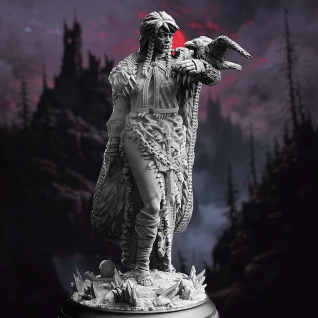Vampire Shepherd Druid Miniature | Undead Female Wizard With Crow ...