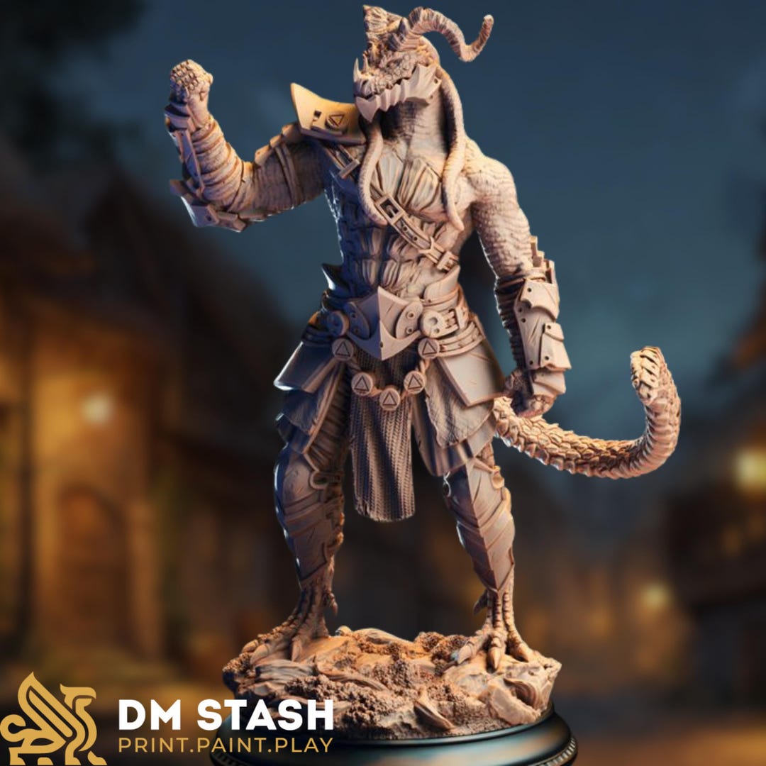 Dragonborn Monk Mini | Beast Barbarian Miniature | Unarmed Warrior With ...