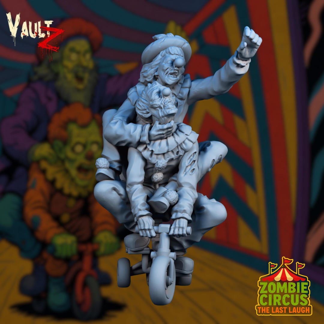 Zombie Circus Bicycle Act Mini | Undead Clown Duo Miniature | Horror ...