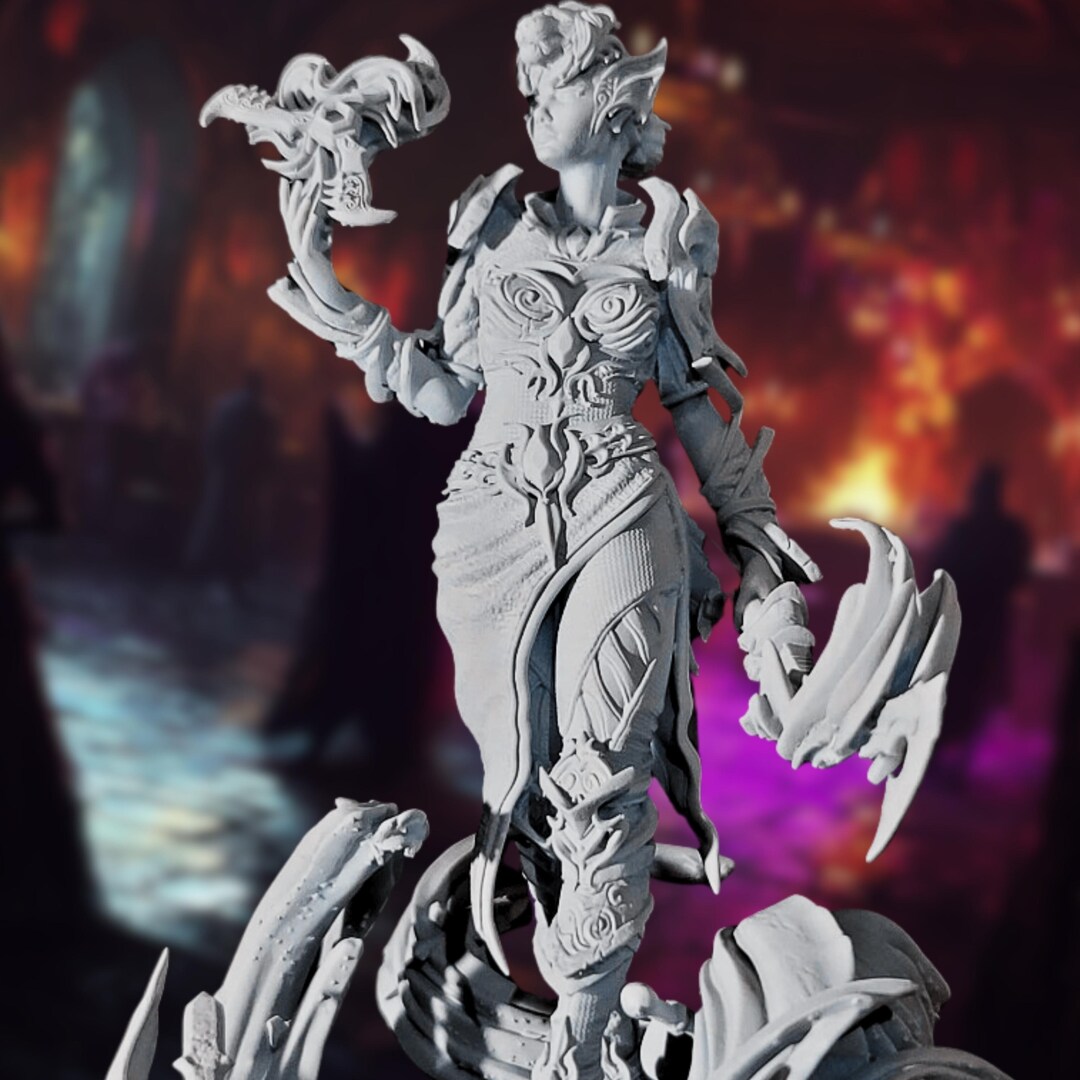 Female Spellsword Blade Singer Dnd Mini | 3D Printed Paintable Dungeons ...