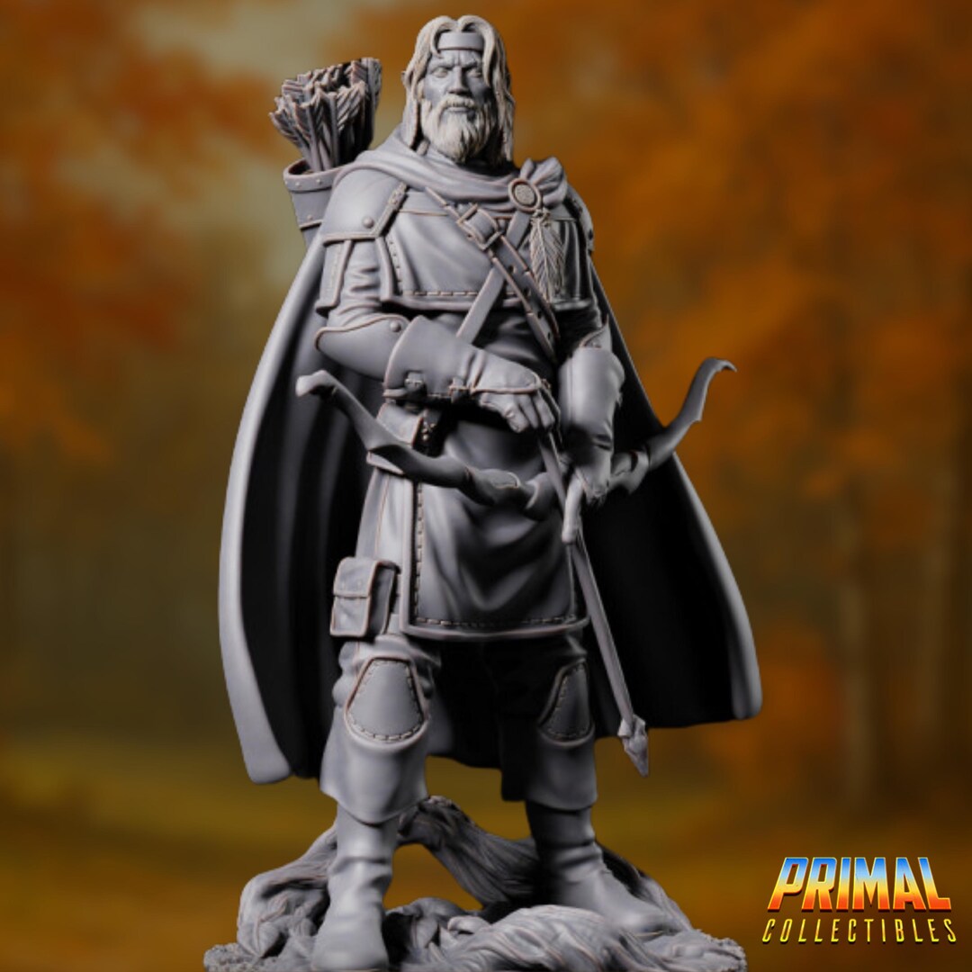 Bearded Human Ranger Mini | Cloaked Veteran Noble Hunter Miniature for ...
