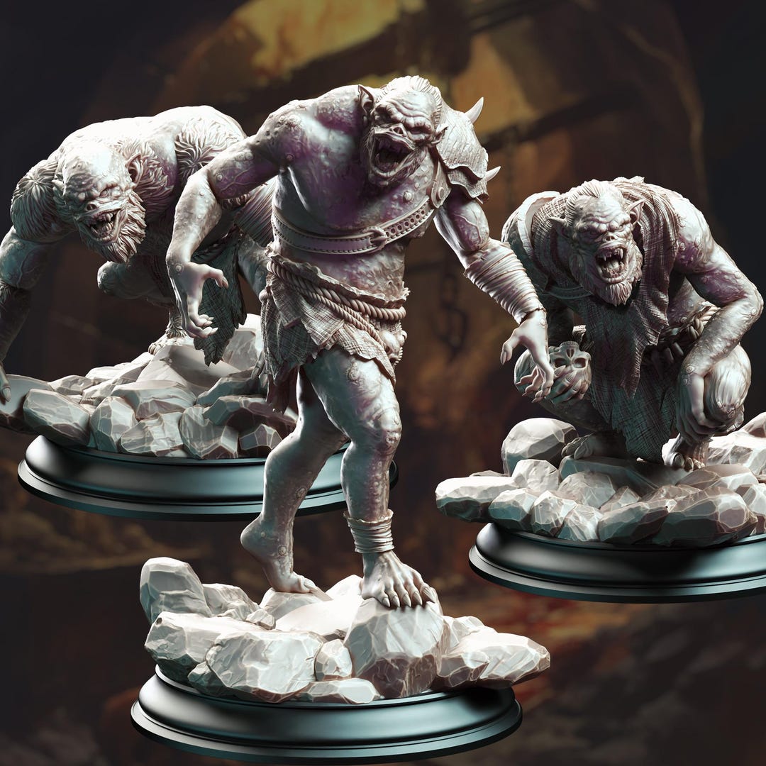 Savage Trogg Cannibals Dnd Miniature Set Dungeons and Dragons Monsters ...