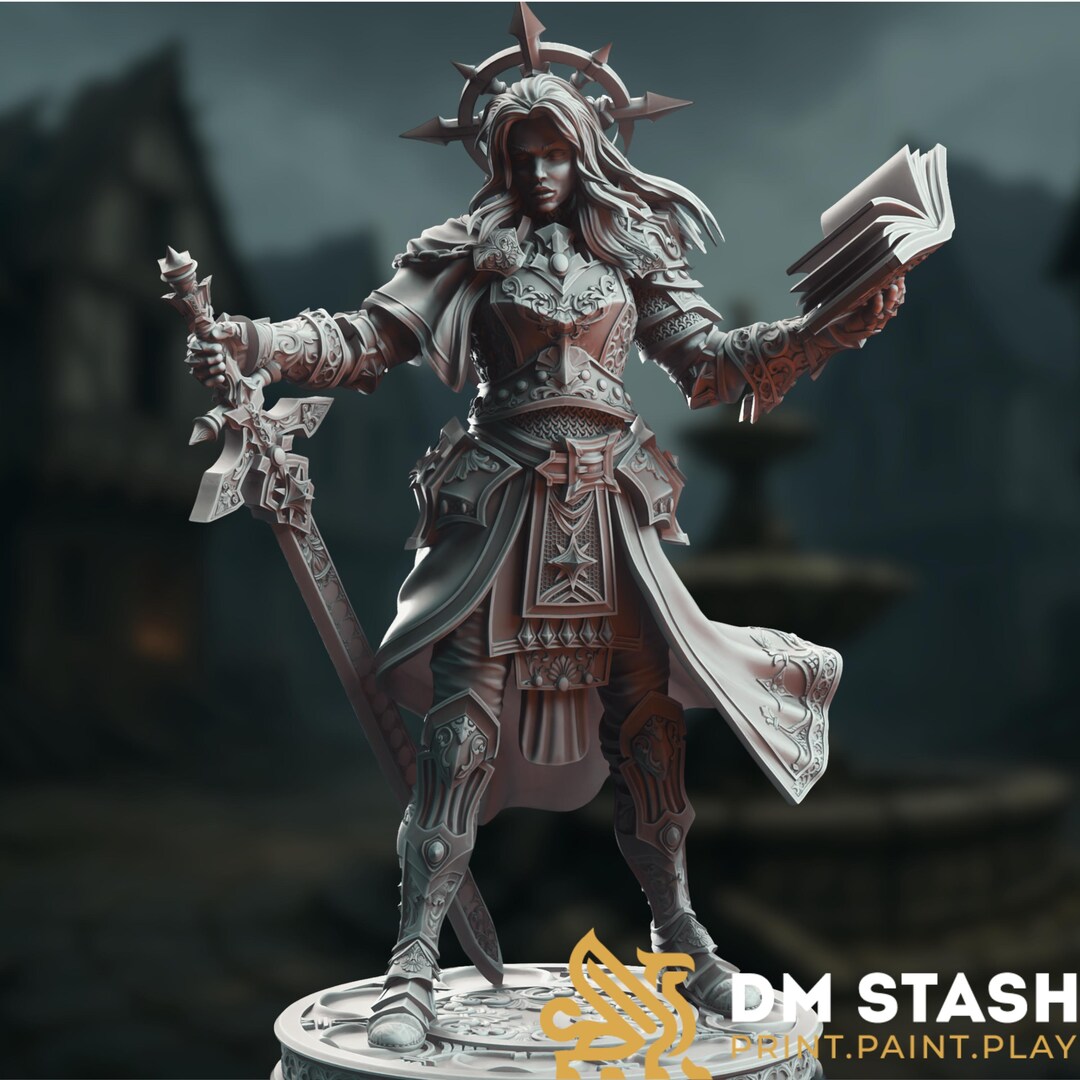 Female Light Cleric Miniature: Holy Paladin With Sword & Book - Etsy