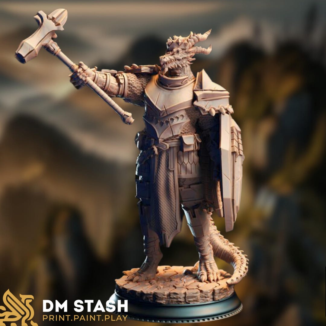 Dragonborn Cleric Mini | Warhammer Paladin Miniature | Hammer and ...