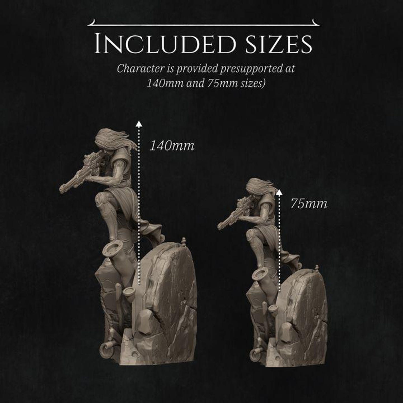Sci-fi Sniper Girl Resin Kit: Post-apocalyptic Miniature (75mm/140mm ...