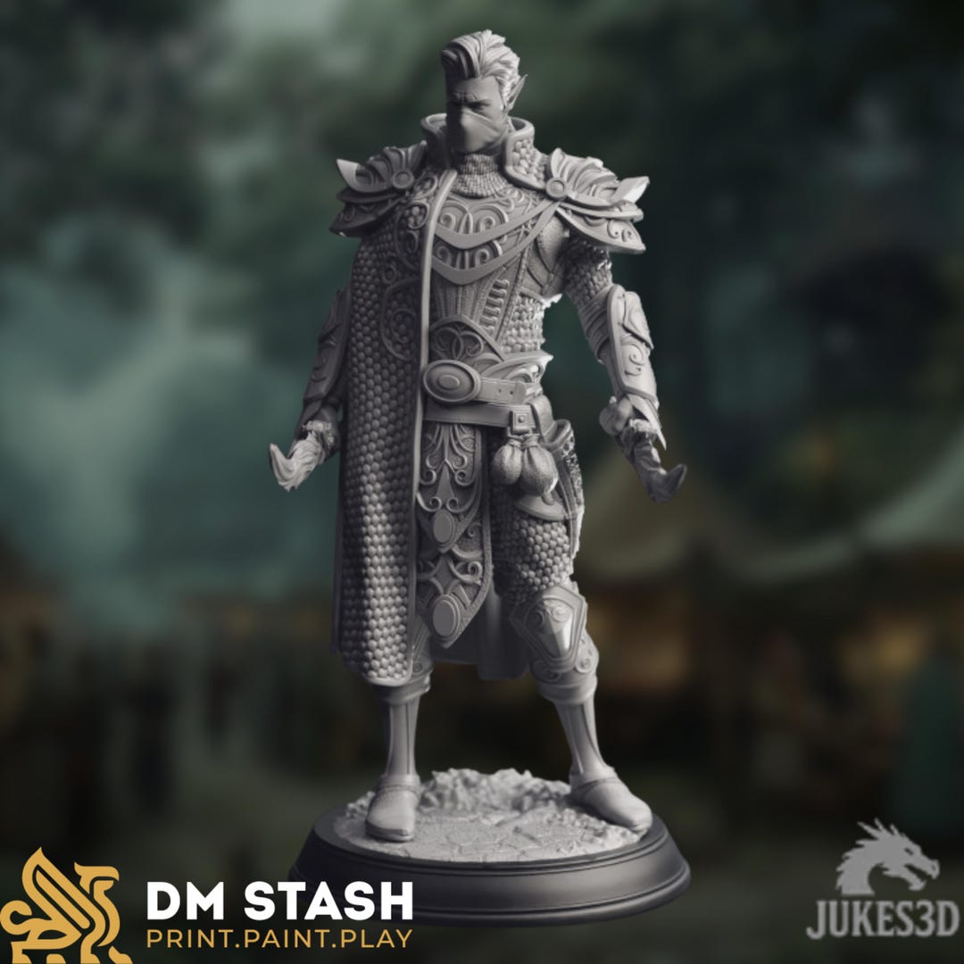 Masked Elf Rogue Mini | Elven Sword Fighter Miniature | by DM Stash - Etsy