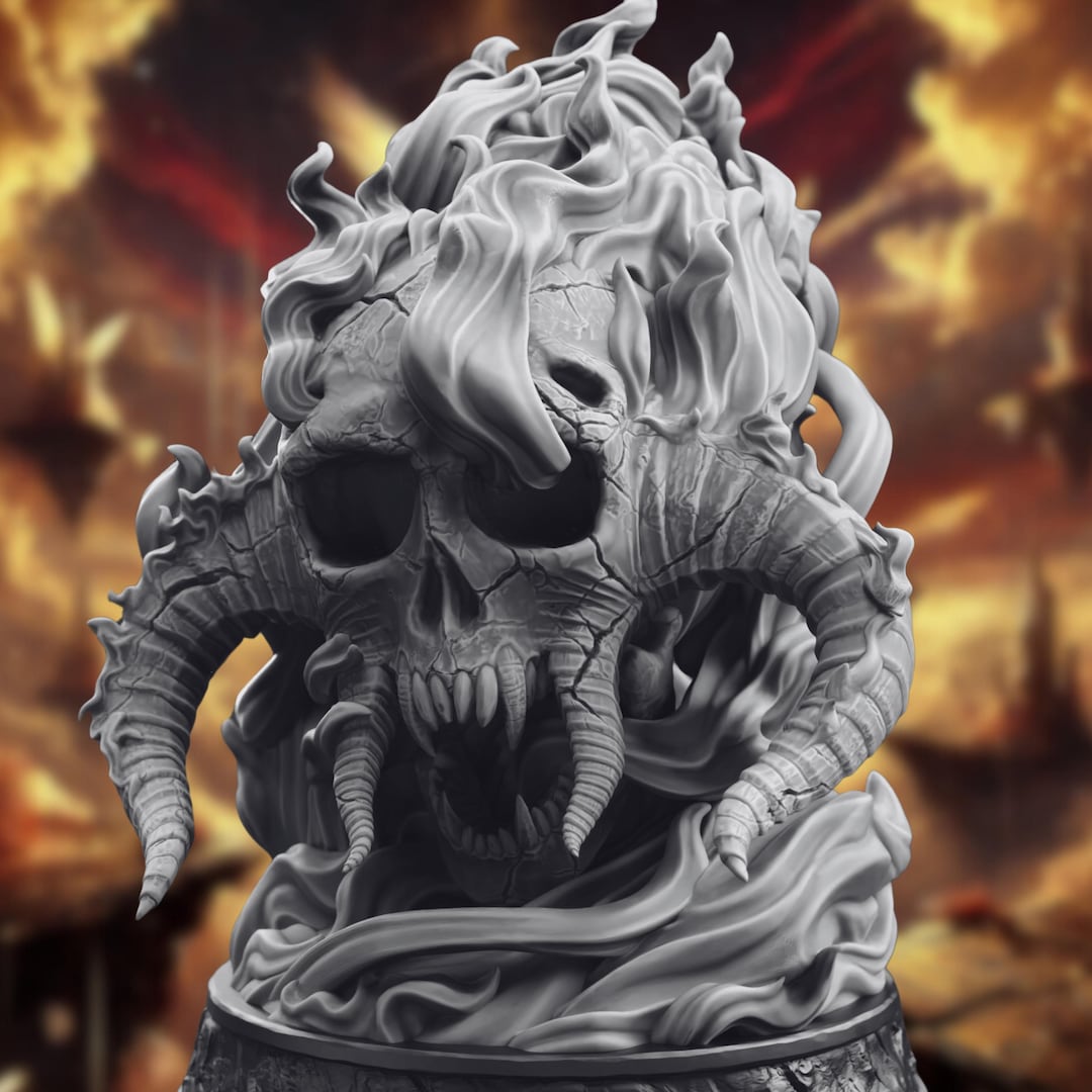 Giant Infernal Flameskull 5e Mini | Demon Altar Terrain Miniature | DM ...