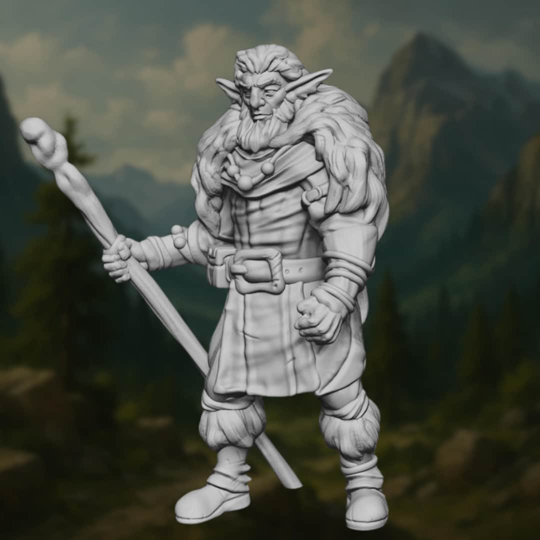 Firbolg Druid Miniature: Nature Cleric RPG Tabletop Figure - Etsy
