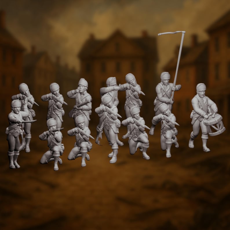 Revolutionary War Infantry Mini | Colonial Riflemen and Command Figures ...