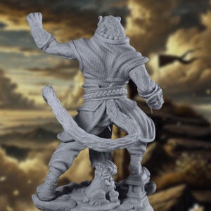 Leonin Monk Miniature- Leonin Fighter, Feline Brawler Mini for 5e ...