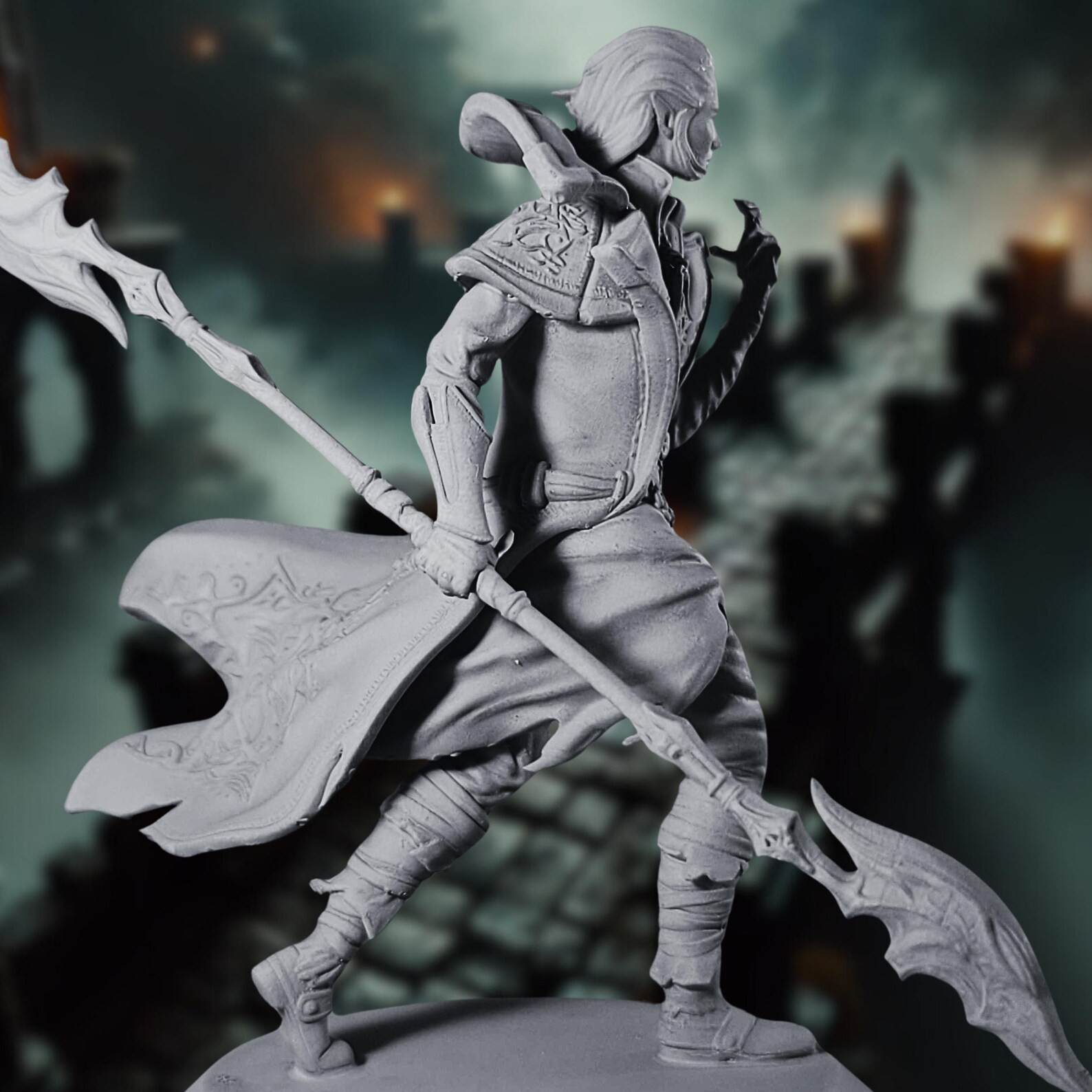 Elven Knight Warlock Mini | Elf Battlemage Miniature | by Nerikson - Etsy