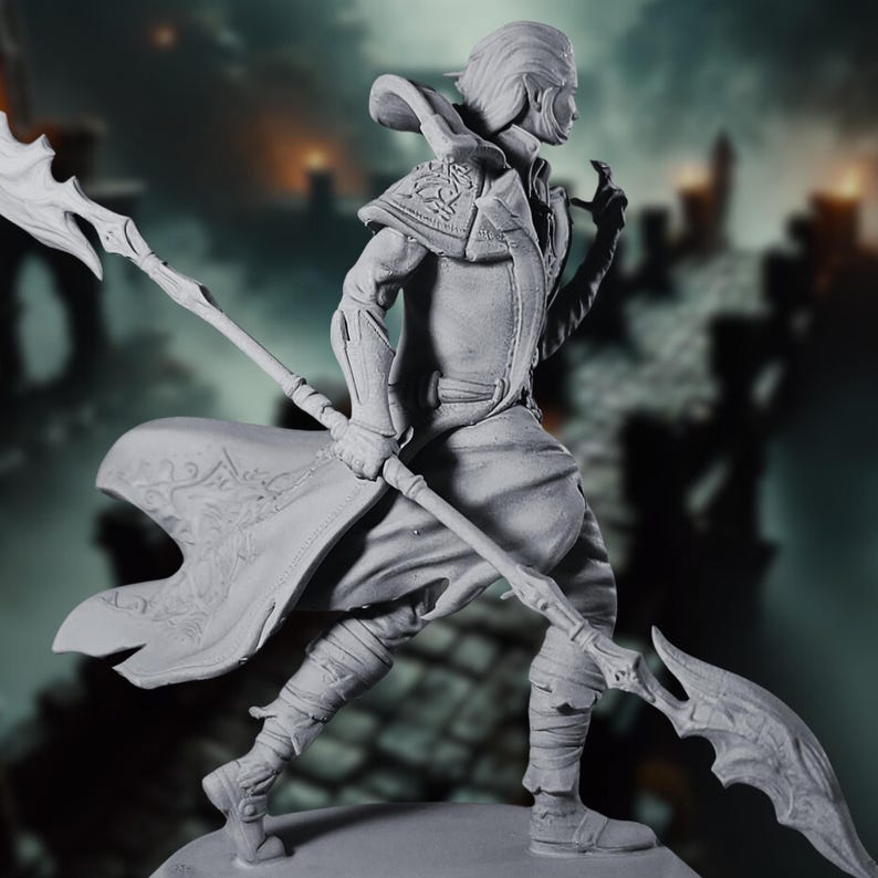 Elven Knight Warlock Mini | Elf Battlemage Miniature | by Nerikson - Etsy