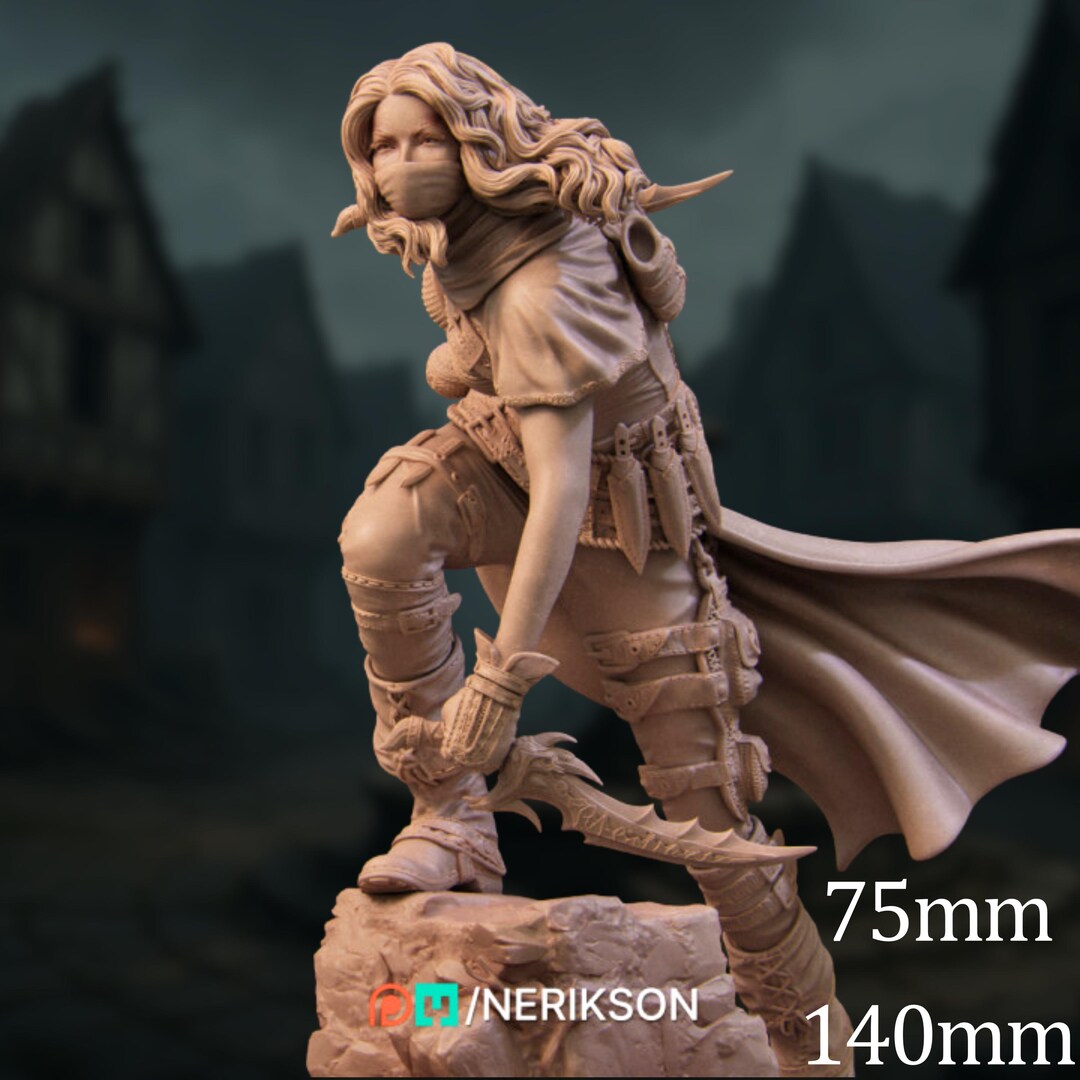 Female Rogue Resin Model Kit | Nerikson, Cloaked Assassin (75mm and ...