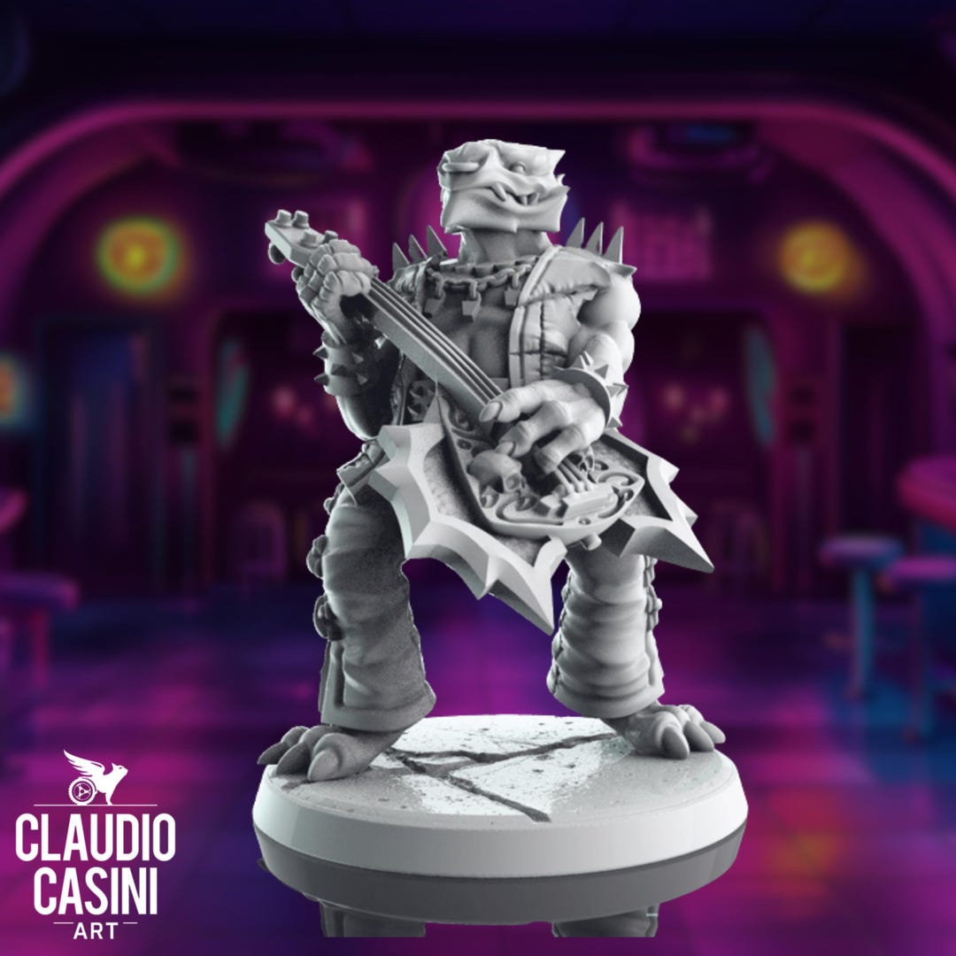 Dragonborn Bard Mini | Heavy Metal Rock Star With Spiked Guitar | by ...