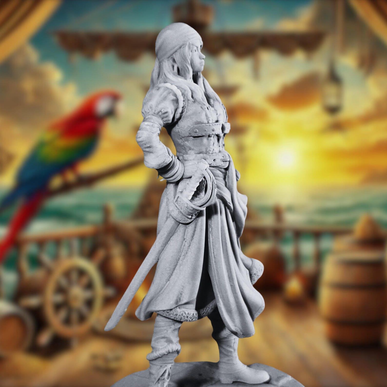 Female Swashbuckler Rogue Miniature | Pirate Girl Fantasy TTRPG Figure ...