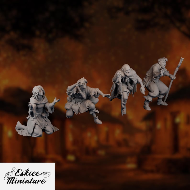 Terrorized Villagers Miniatures Set | Screaming Citizens & Fleeing ...