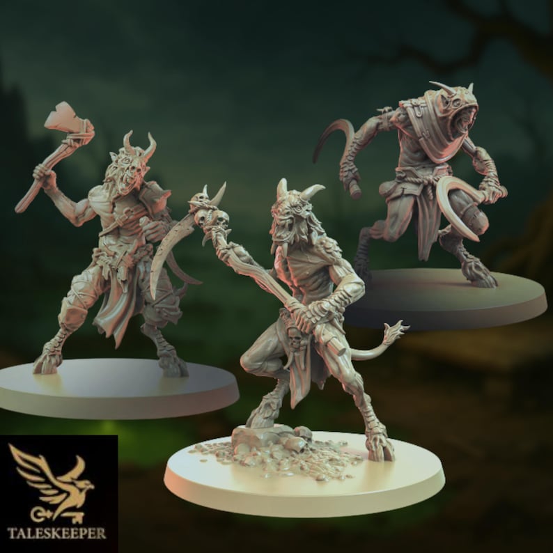 Satyr Beast Mini Set | Goat Demon Warband Miniatures | by Tales Keeper ...
