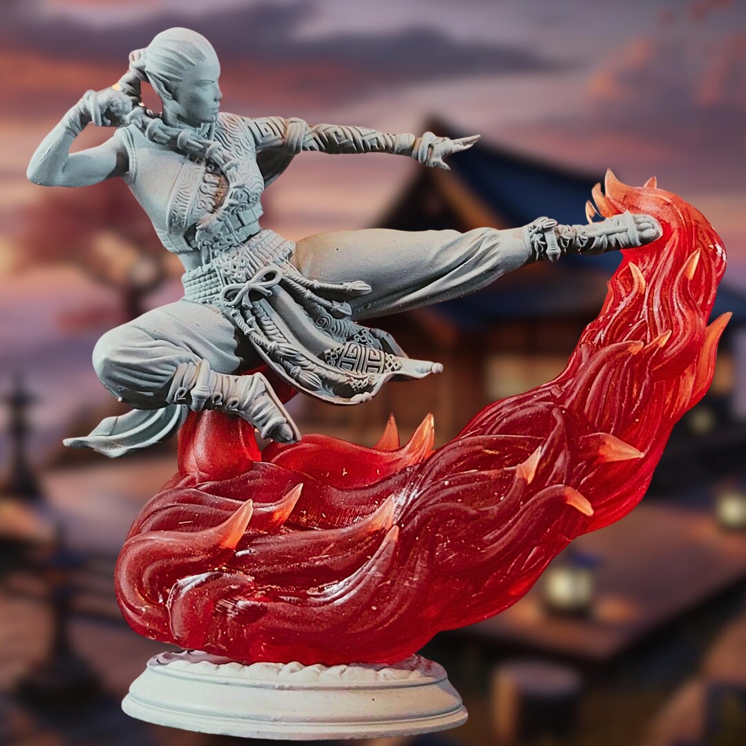 Female Fire Monk Dnd Mini | Fire Genasi Martial Artist D&D Mini | DM ...