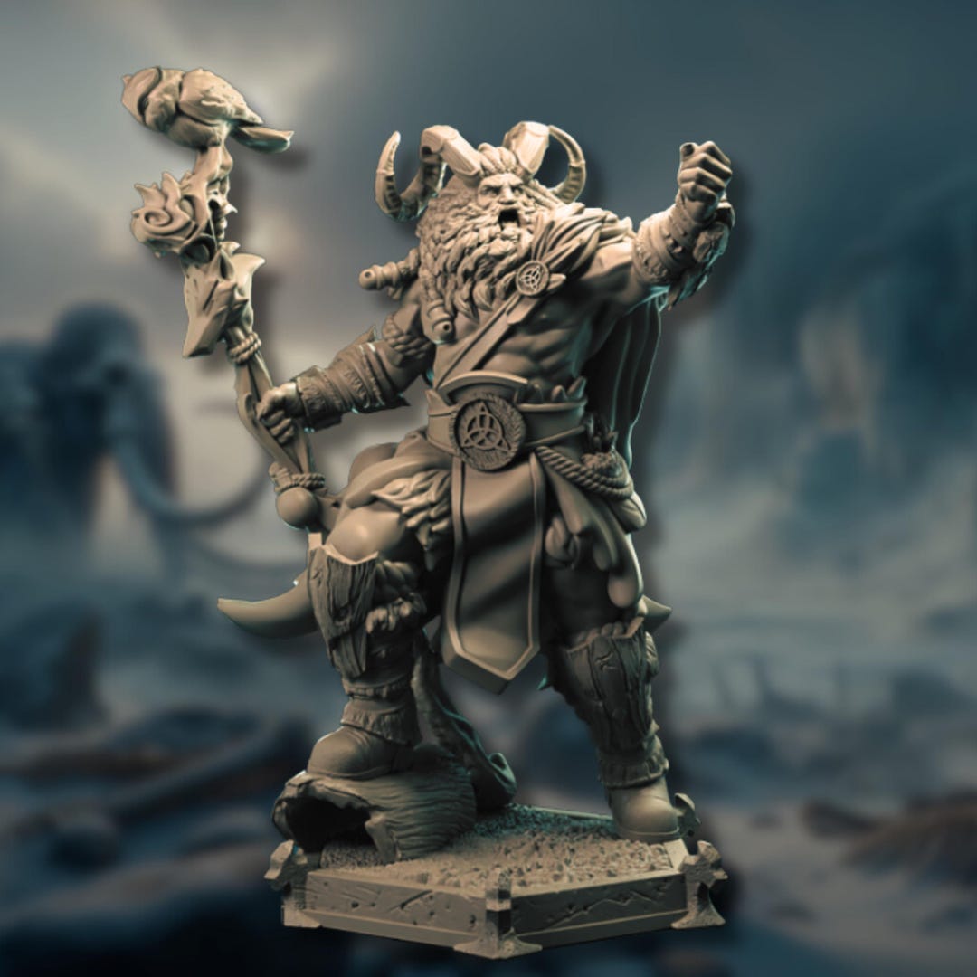 Storm Herald Barbarian Mini | Genasi Warrior Miniature | by TPK Labs - Etsy