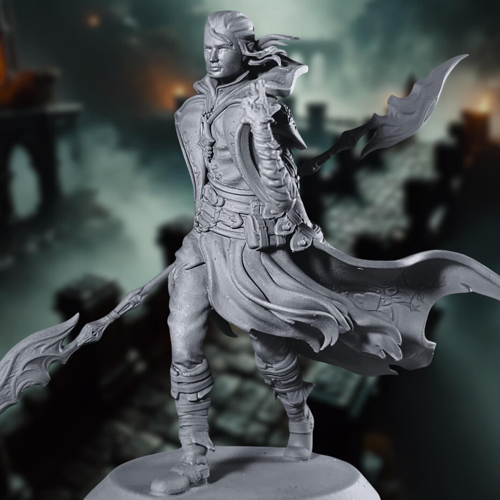 Elven Knight Warlock Mini | Elf Battlemage Miniature | by Nerikson - Etsy