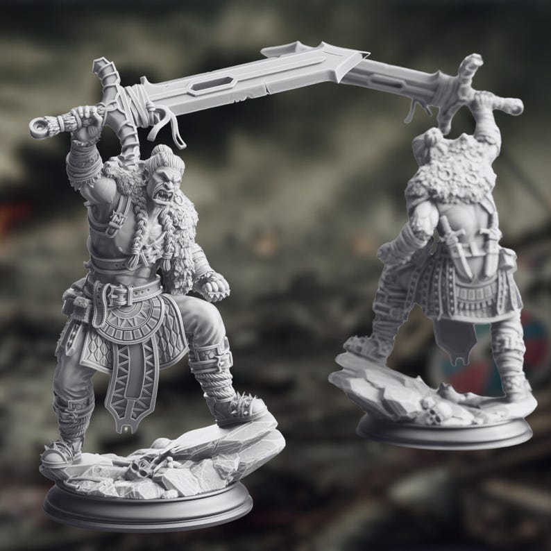 Half-orc Raging Barbarian Mini | Orc Champion Fighter With Longsword ...