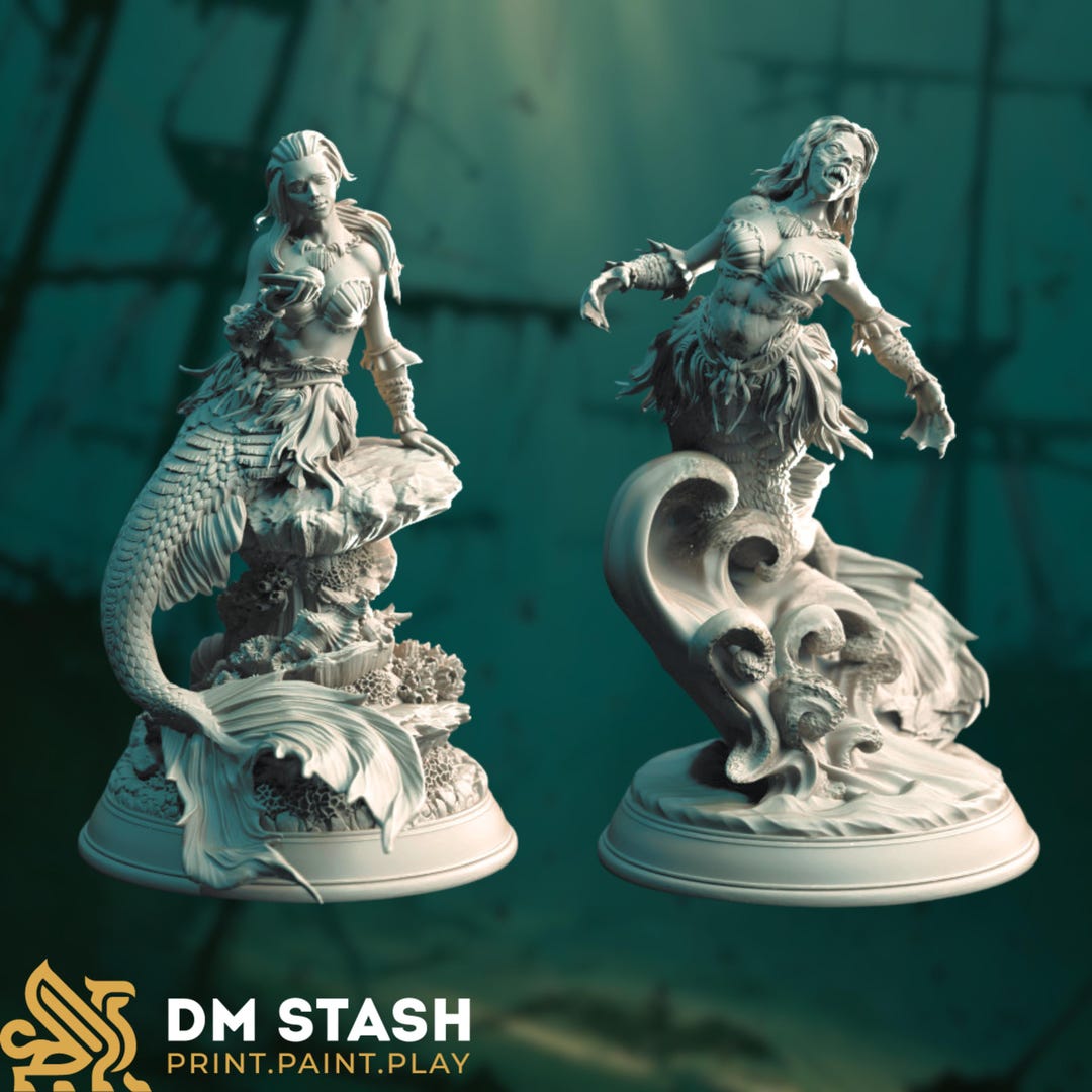 Siren Mini Set | Female Mermaid & Monstrous Sea Horror Miniatures | by ...