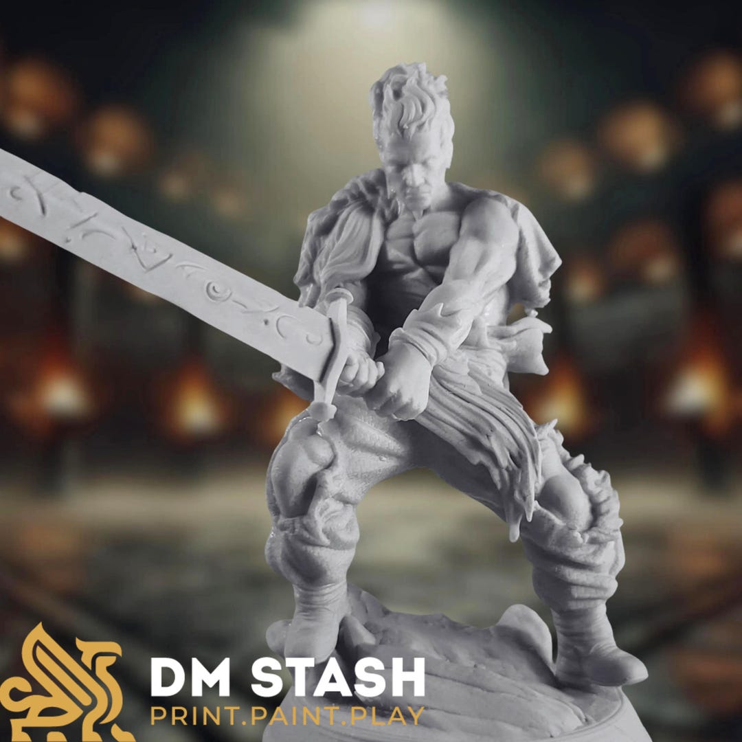 Storm Herald Barbarian Mini | Air Genasi Warrior Miniature | by DM ...