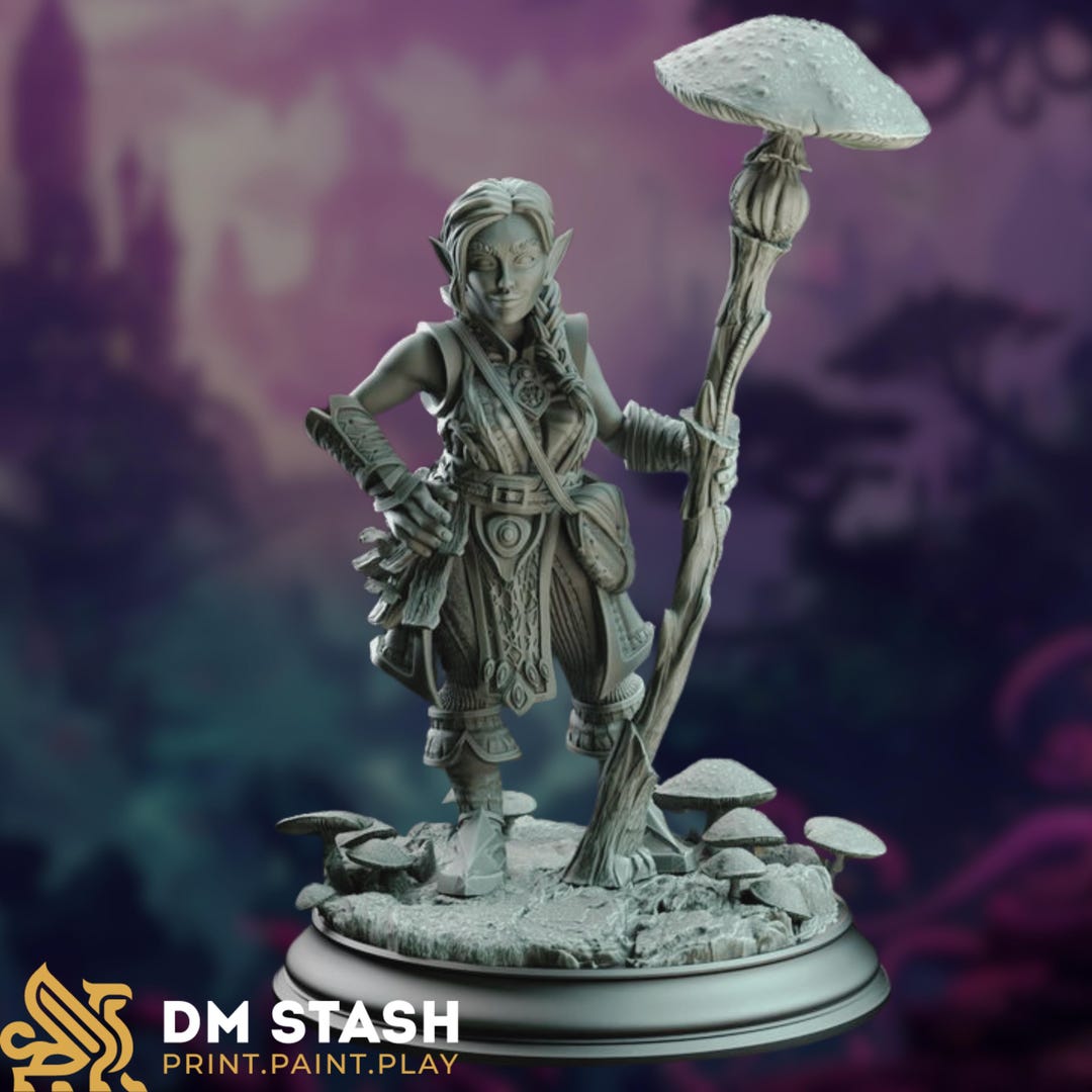 Halfling Spore Druid Miniature | Small-sized Mushroom Wizard With ...