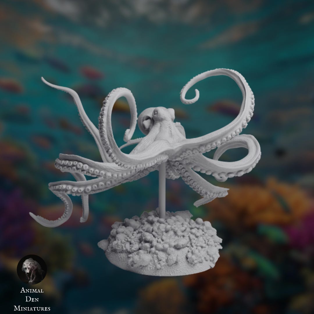 Swimming Octopus Sculpture | Paintable Resin Sea Creature Model | by ...
